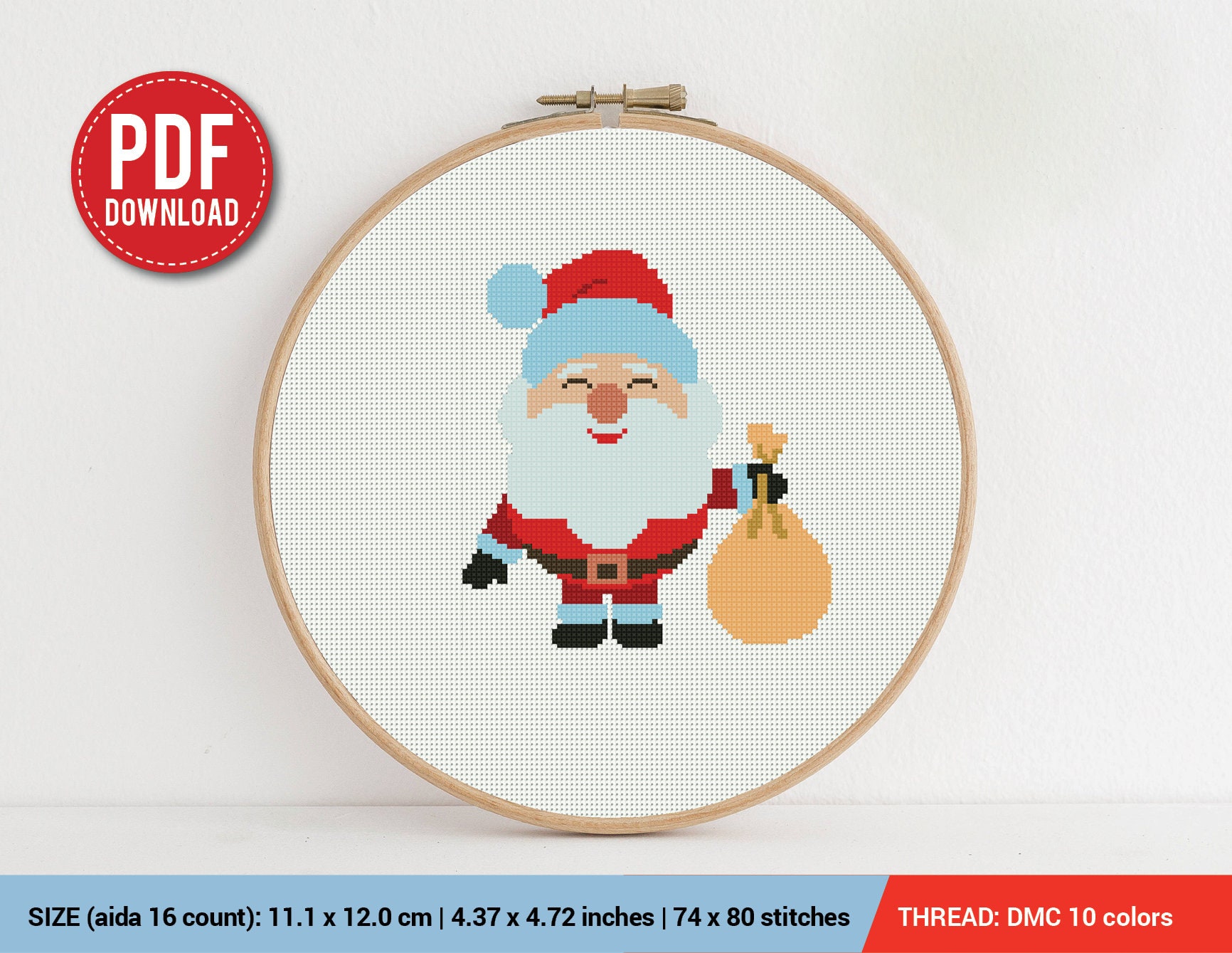 Set 3 Santa Claus Cross Stitch Pattern Embroidery Pattern - Etsy