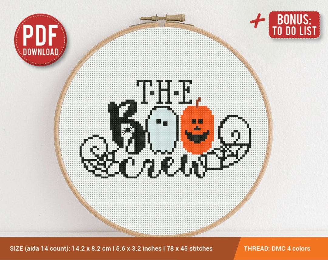 The BOO Crew Happy Halloween Cross Stitch Pattern Embroidery Pattern ...