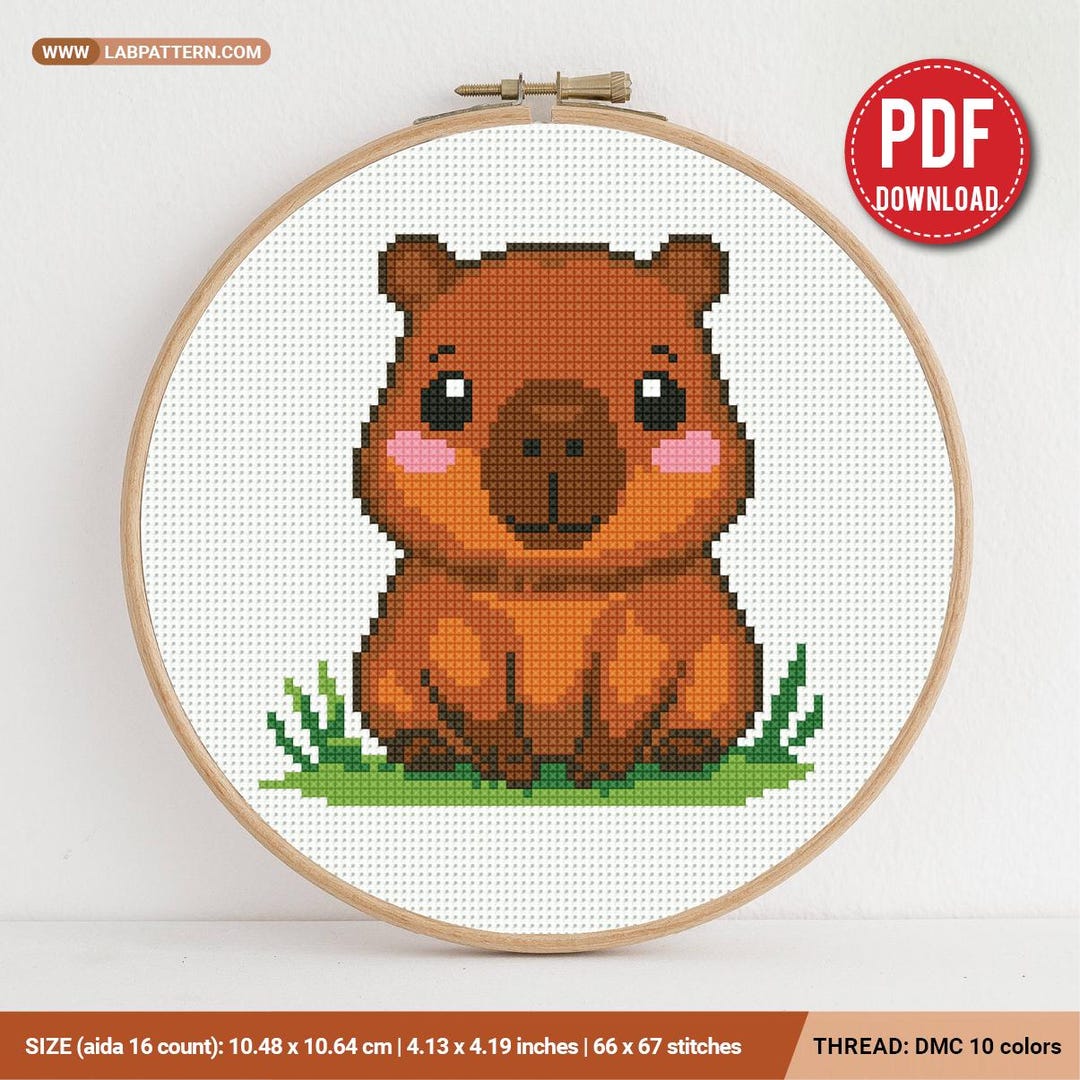 Capybara Cross Stitch Pattern PDF - Capybara Embroidery - Instant ...