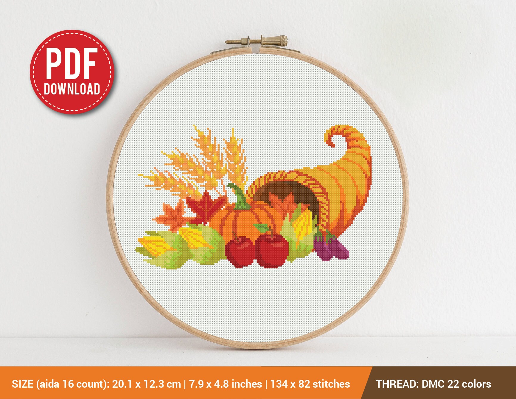 Thanksgiving Day Cross Stitch Pattern | Embroidery Pattern | Instant ...