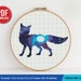 Fox Silhouette Space Cross Stitch Pattern | Embroidery Pattern ...
