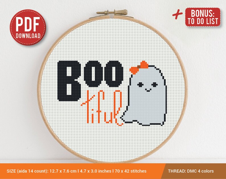 Funny Ghost Halloween BOO Cross stitch pattern Embroidery | Etsy