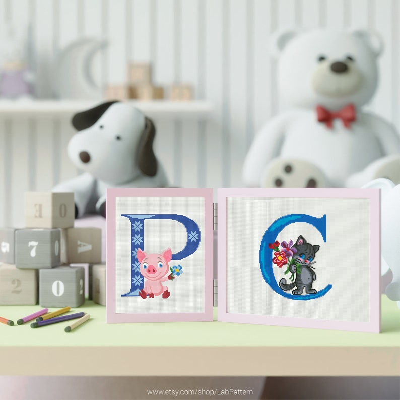 Letter C Cat ABC Cross stitch pattern Embroidery Pattern | Etsy