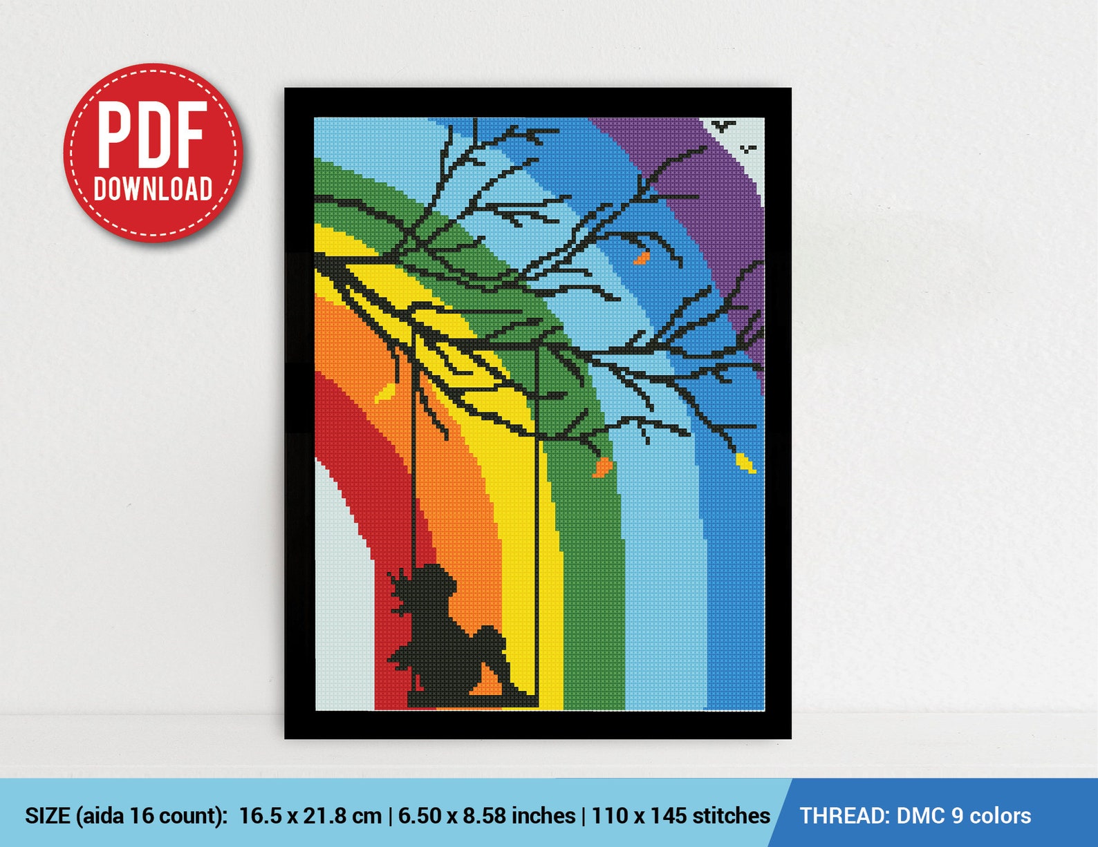 Girl Rainbow LGBT Pride Cross Stitch Pattern Embroidery | Etsy