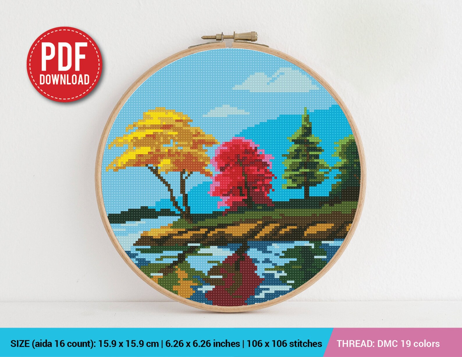 Nature Autumn Trees Cross Stitch Pattern Embroidery Pattern - Etsy