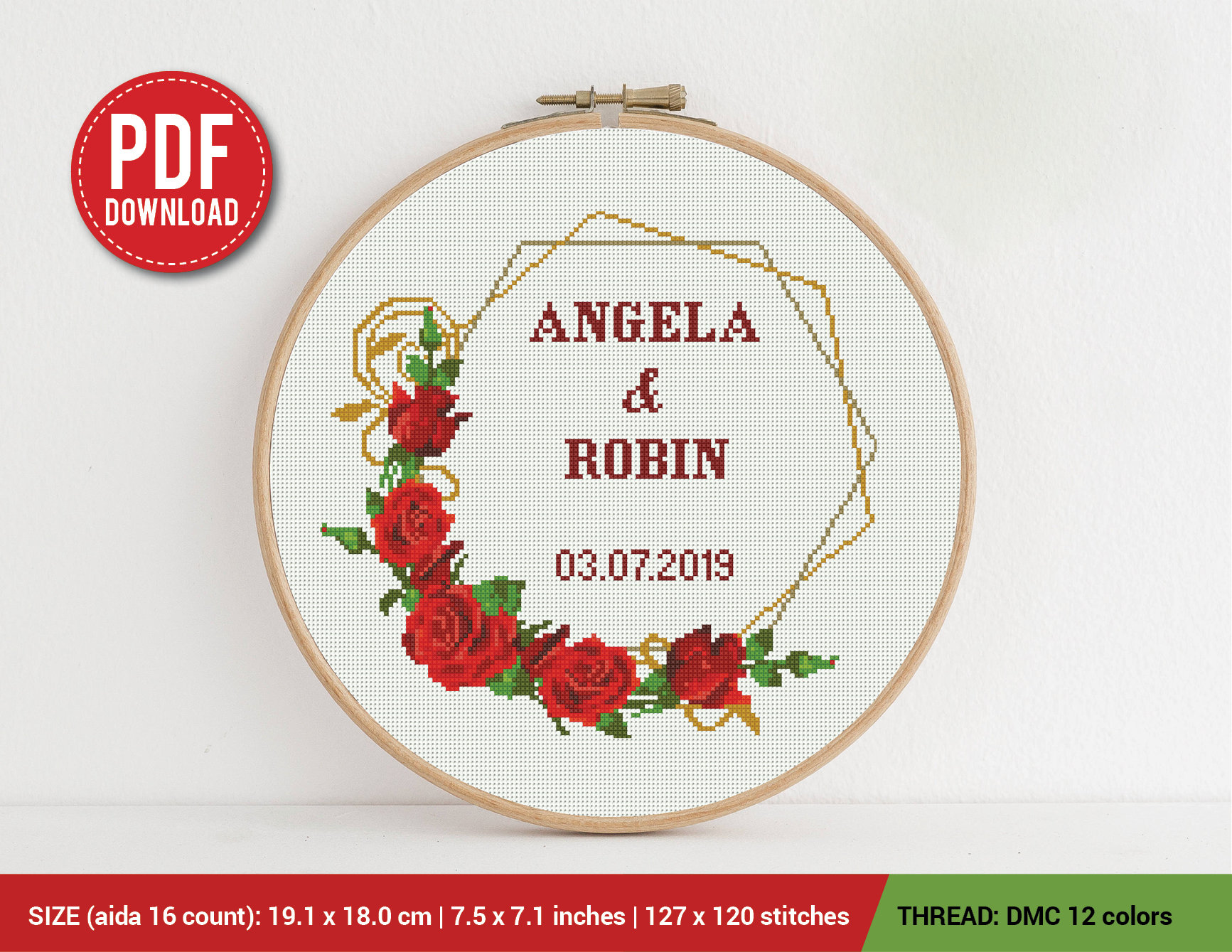 Wedding Date Frame and Alphabet Cross stitch pattern | Etsy