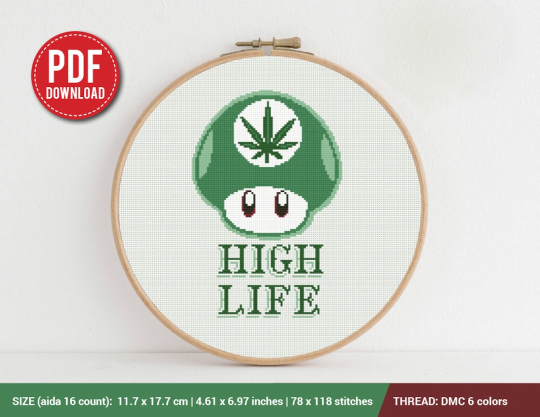 Super Mario Weed Cross Stitch Pattern | Embroidery Pattern | Instant ...