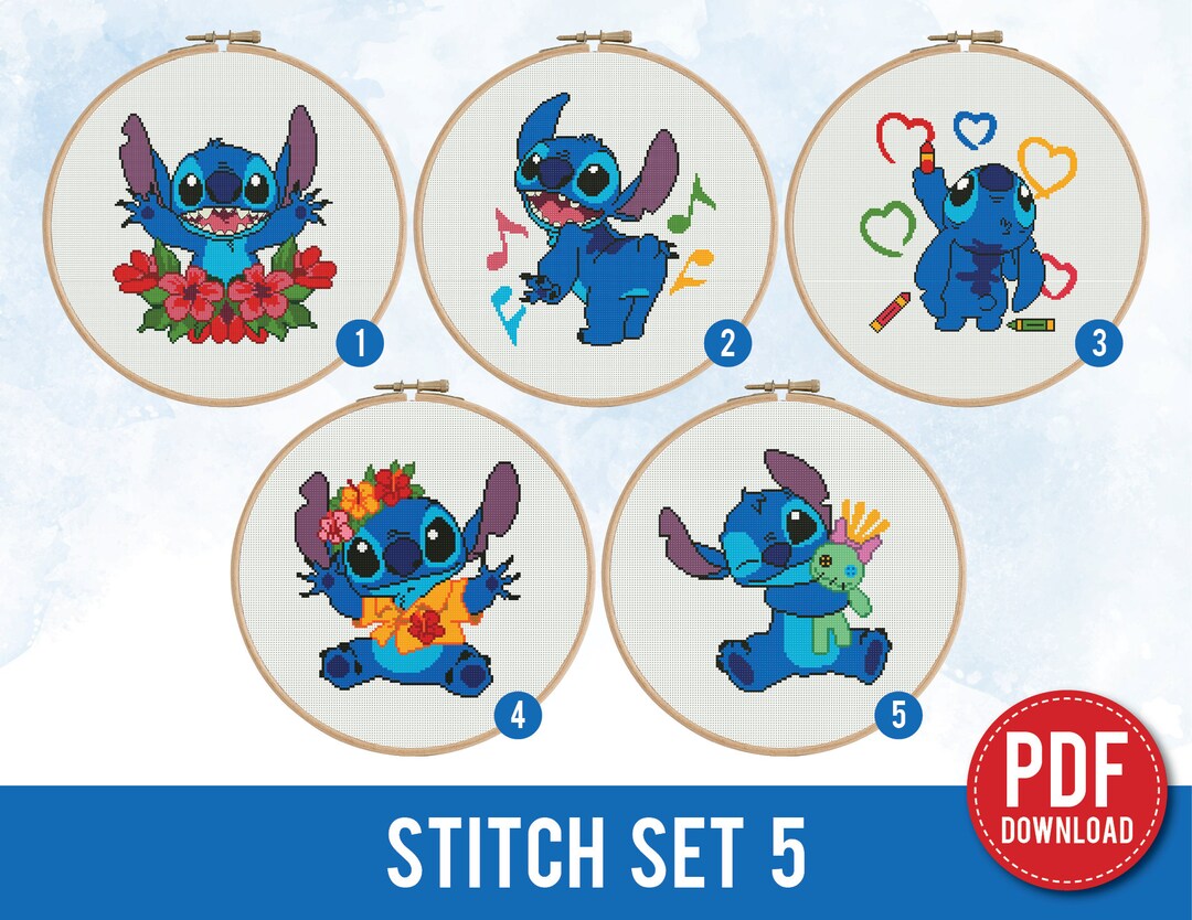 Lilo and Stitch Bundle Pack 5 Cross Stitch Pattern Embroidery Pattern ...