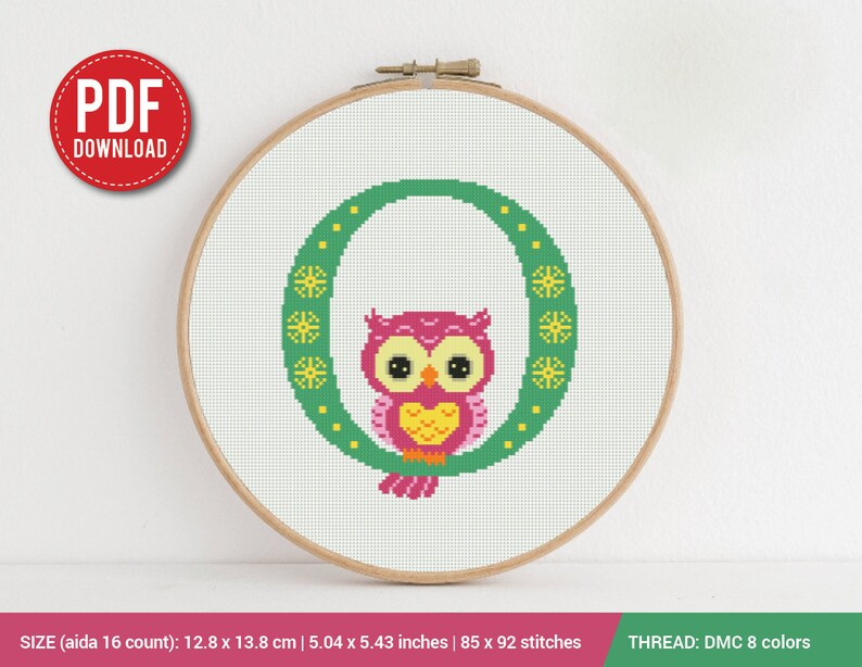 Letter O Owl ABC Cross Stitch Pattern | Embroidery Pattern | Instant ...