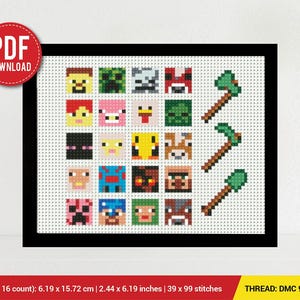 Minecraft Set Game Cross Stitch Pattern | Embroidery Pattern | Instant ...
