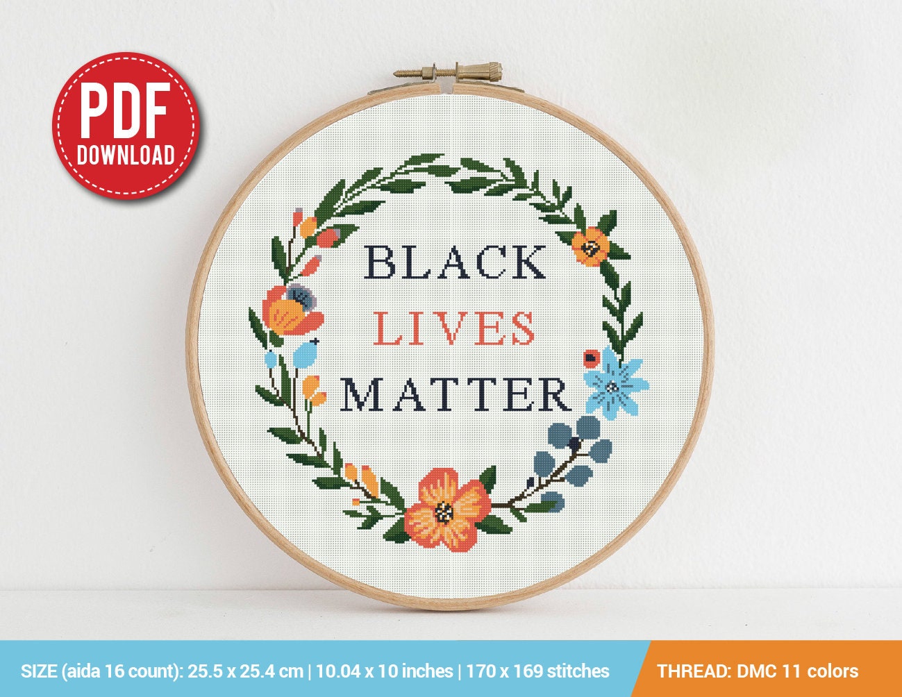 Black Lives Matter BLM Cross Stitch Pattern Embroidery | Etsy