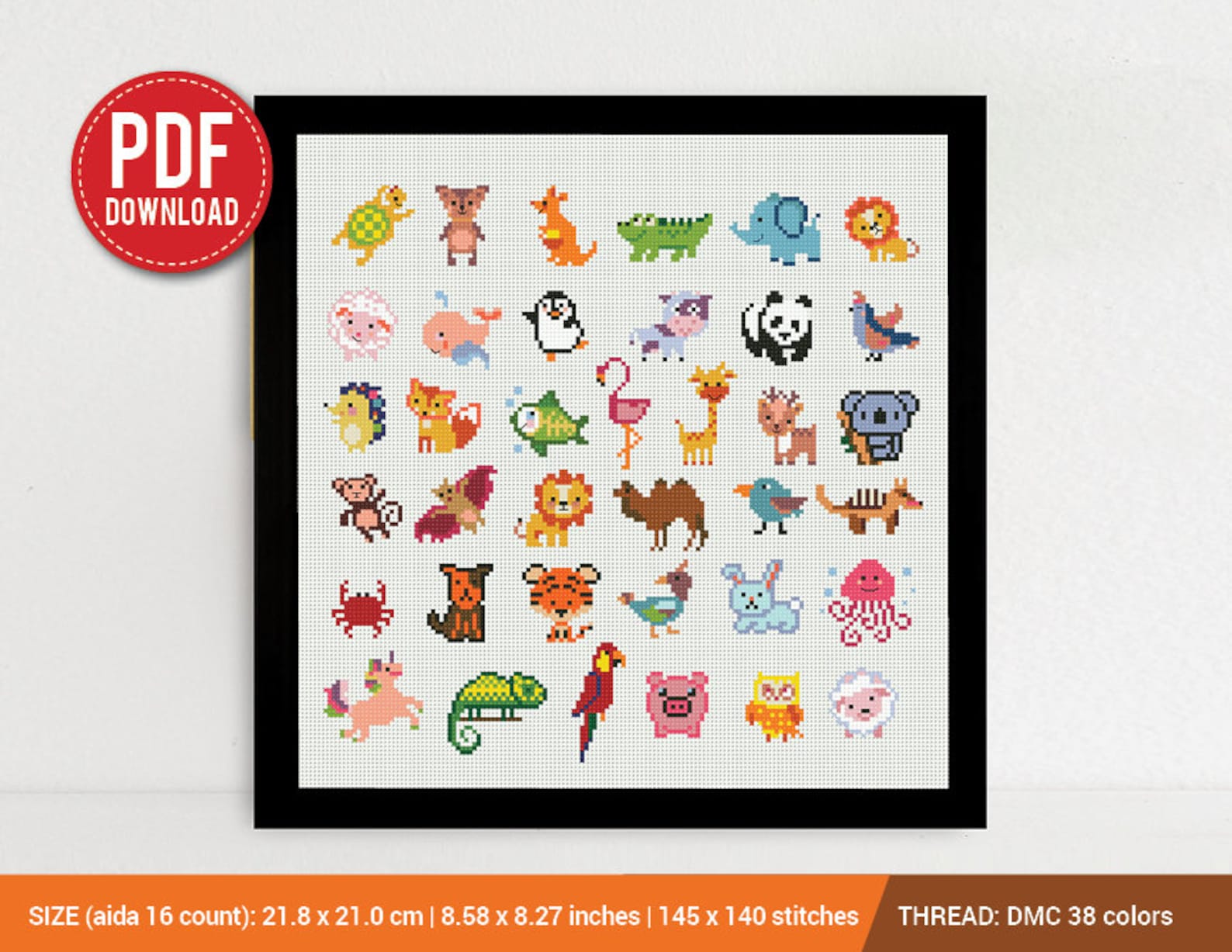 Mini Animals Set Cross Stitch Pattern Embroidery Pattern | Etsy