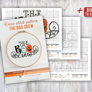 The BOO Crew Happy Halloween Cross Stitch Pattern Embroidery Pattern ...