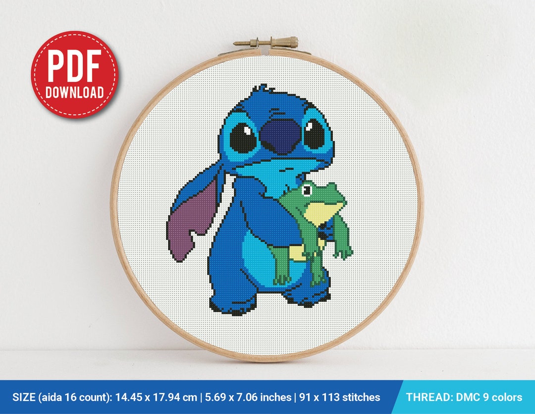 Lilo and Stitch Frog Cross Stitch Pattern, Baby, Love Hawaii, Toys ...