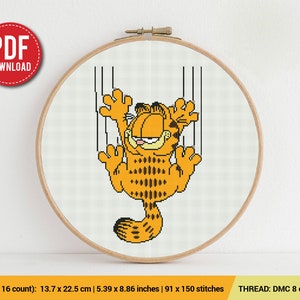 Garfield Cat Cross Stitch Pattern Embroidery Pattern - Etsy Canada