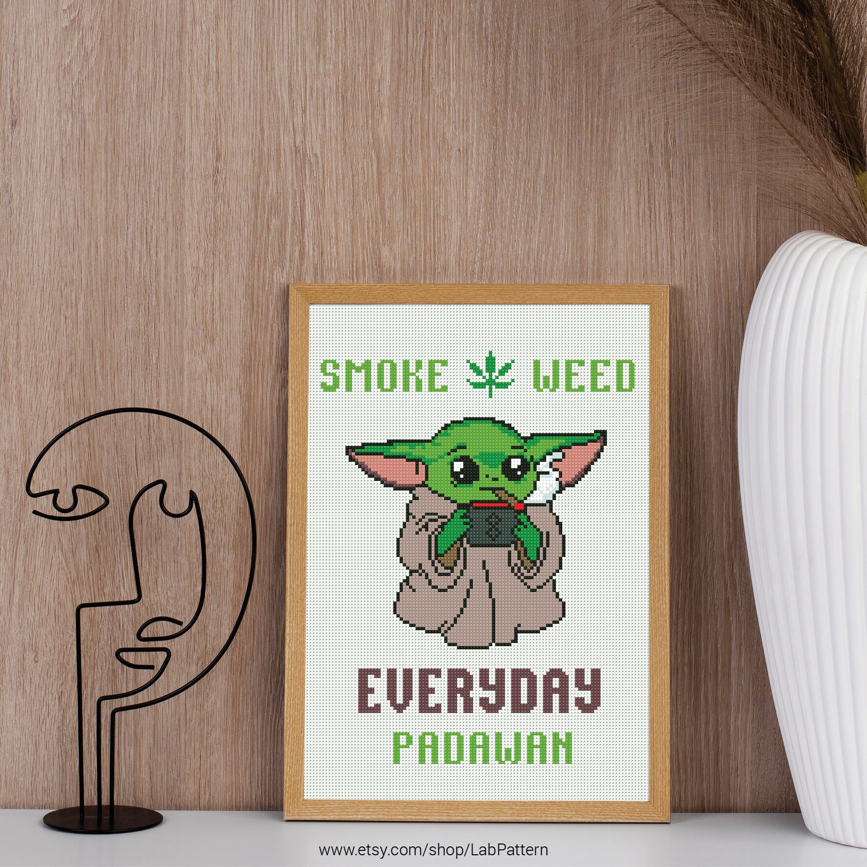 Yoda Smoke Weed Cross Stitch Pattern | Embroidery Pattern | Instant ...