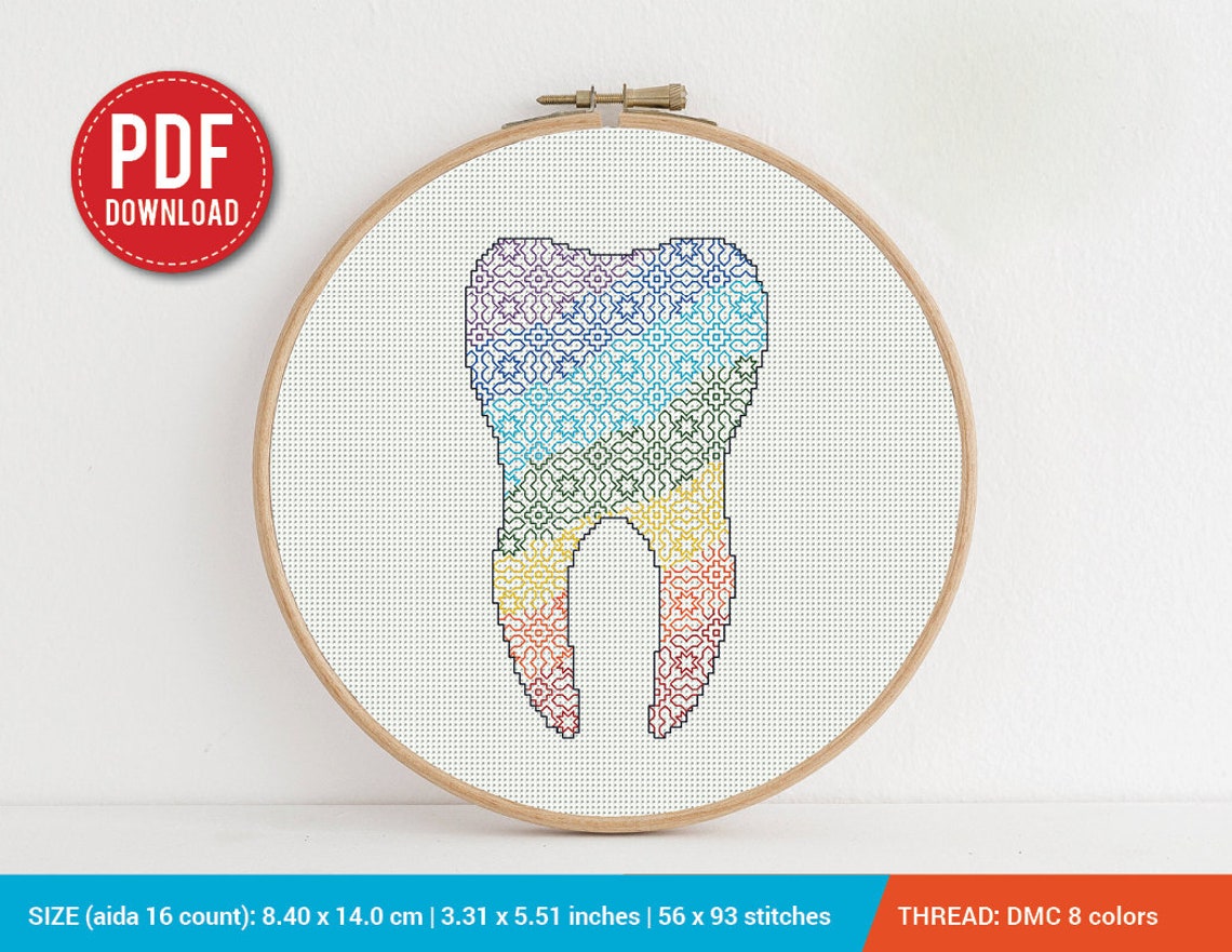 Human Body Tooth Cross Stitch Pattern Blackwork Embroidery - Etsy