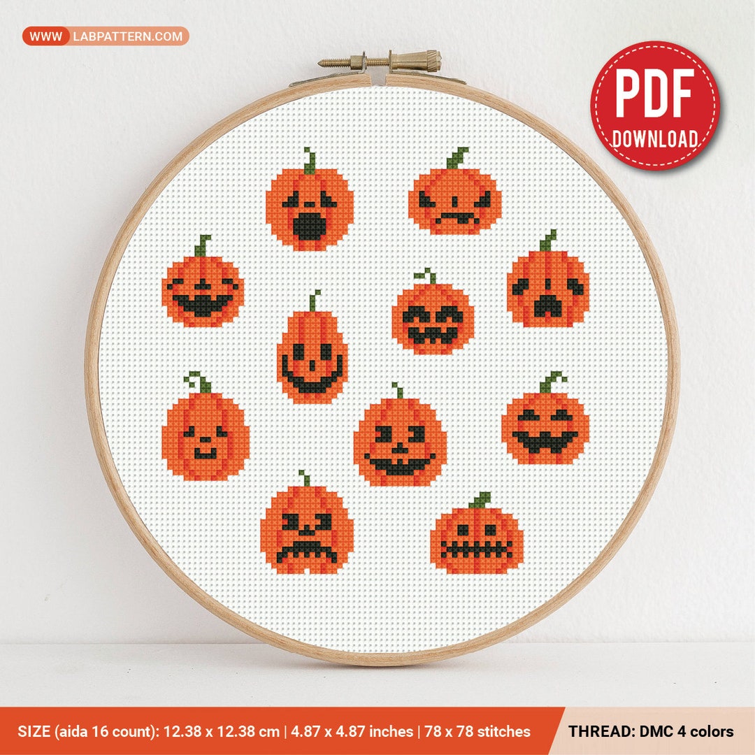 Mini Pumpkins Cross Stitch Patterns, Halloween, Trick or Treat, Plants, Beginner Counted, Modern ...