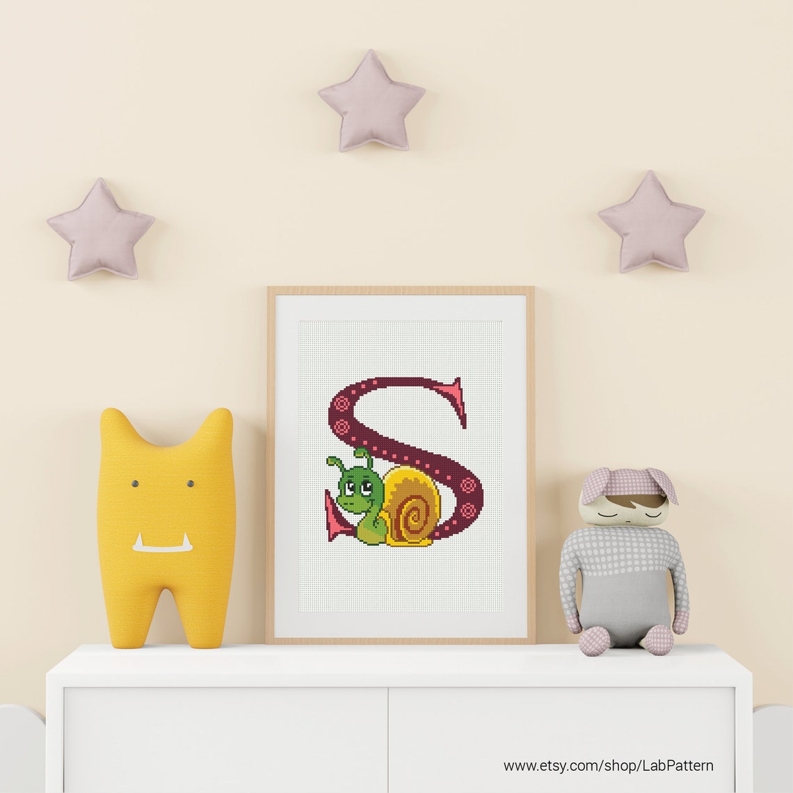 Letter S Snail ABC Cross Stitch Pattern Embroidery Pattern | Etsy