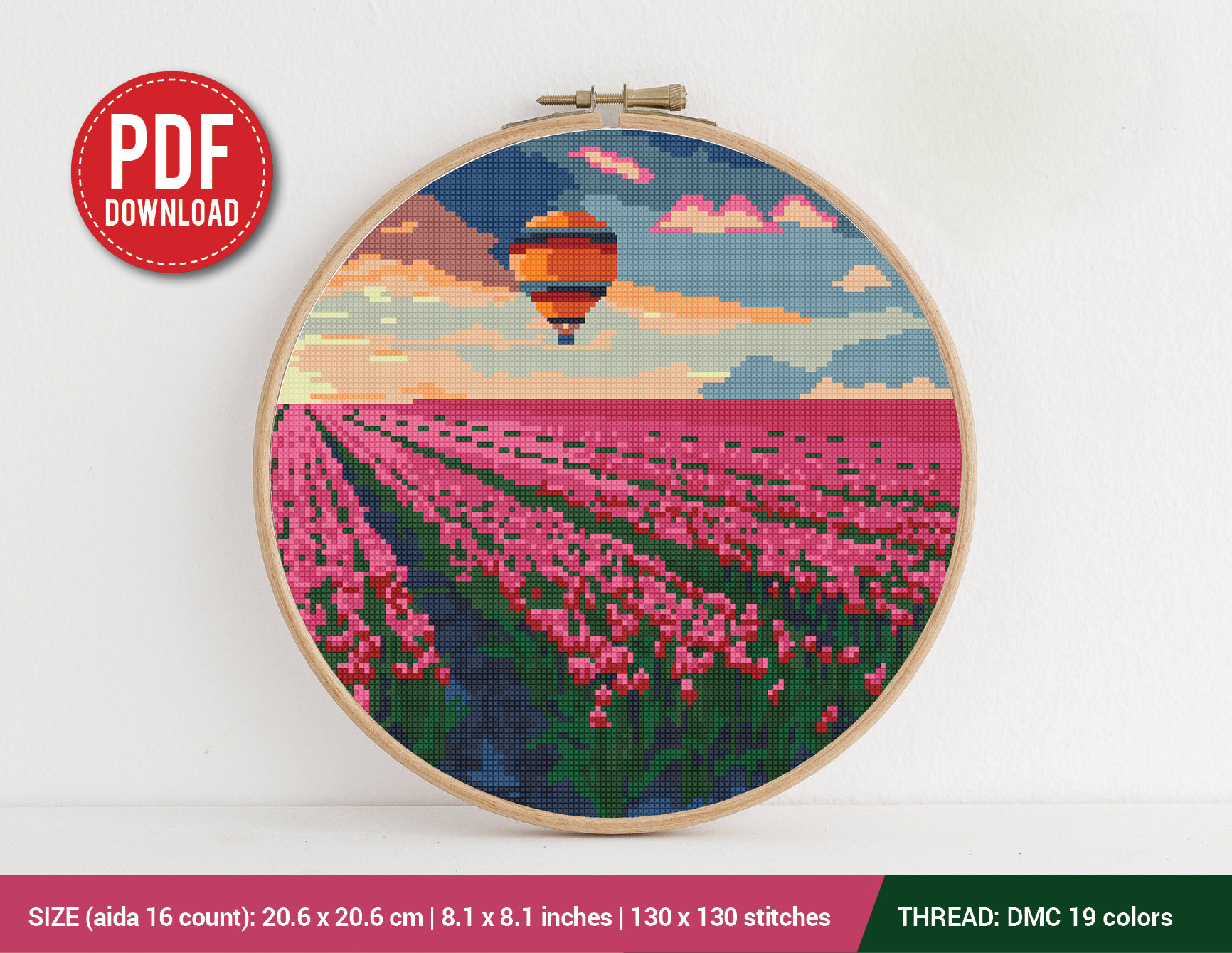 Flower Field Cross Stitch Pattern Embroidery Pattern - Etsy