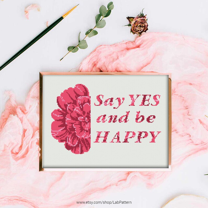 Pink Flower Cross stitch pattern Embroidery Pattern | Etsy