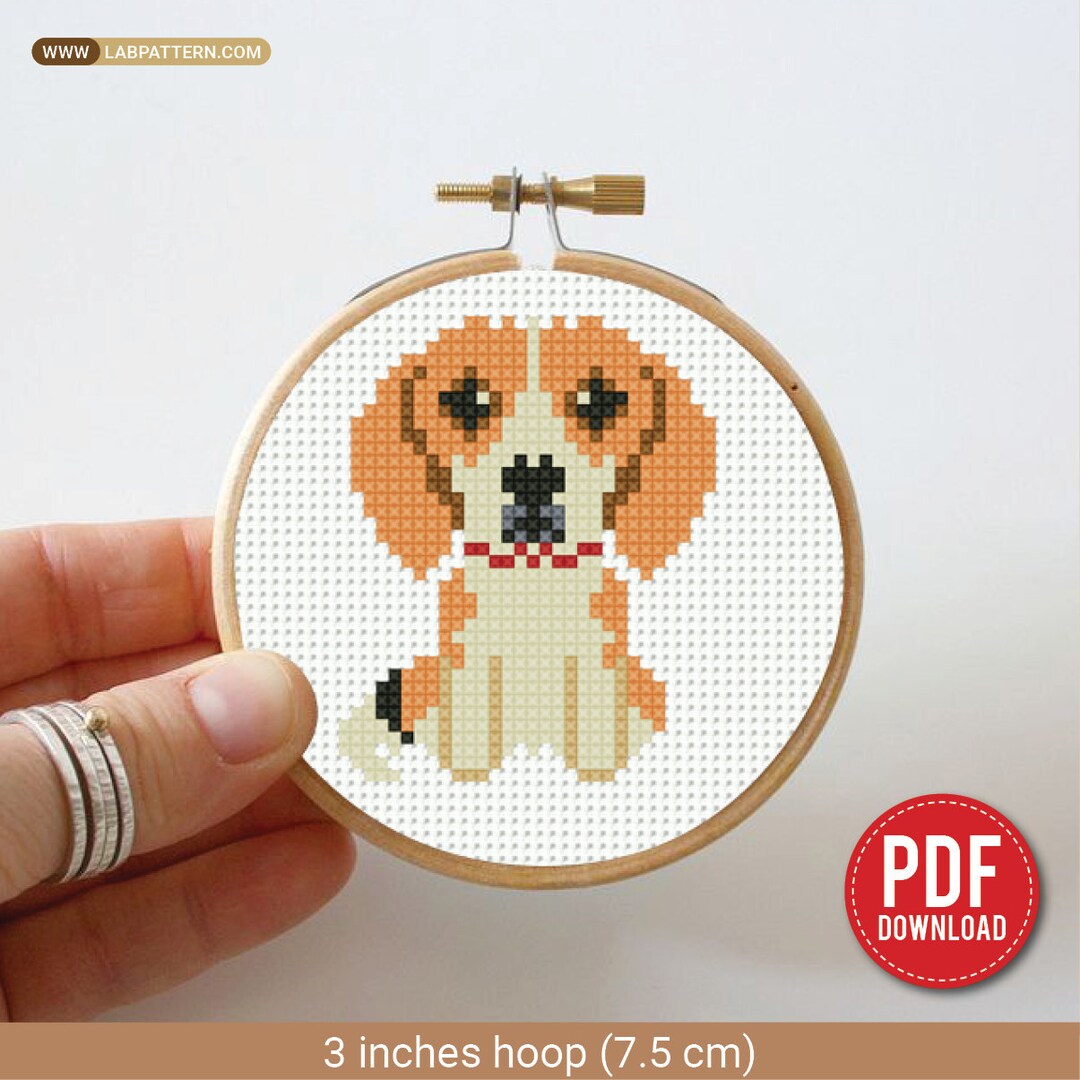 Mini Beagle Breed Cross Stitch Pattern, Tiny Dog, Contemporary Pet ...