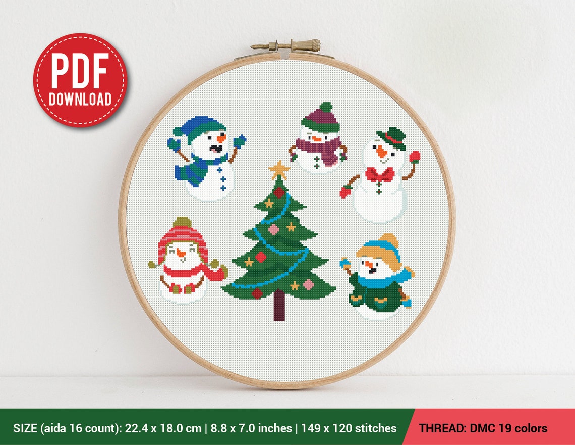 Snowman Cross Stitch Pattern Embroidery Pattern Instant - Etsy