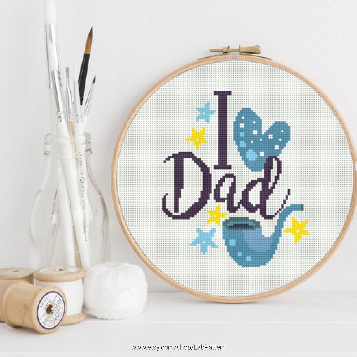 I Love Dad Cross Stitch Pattern Embroidery Pattern Instant - Etsy