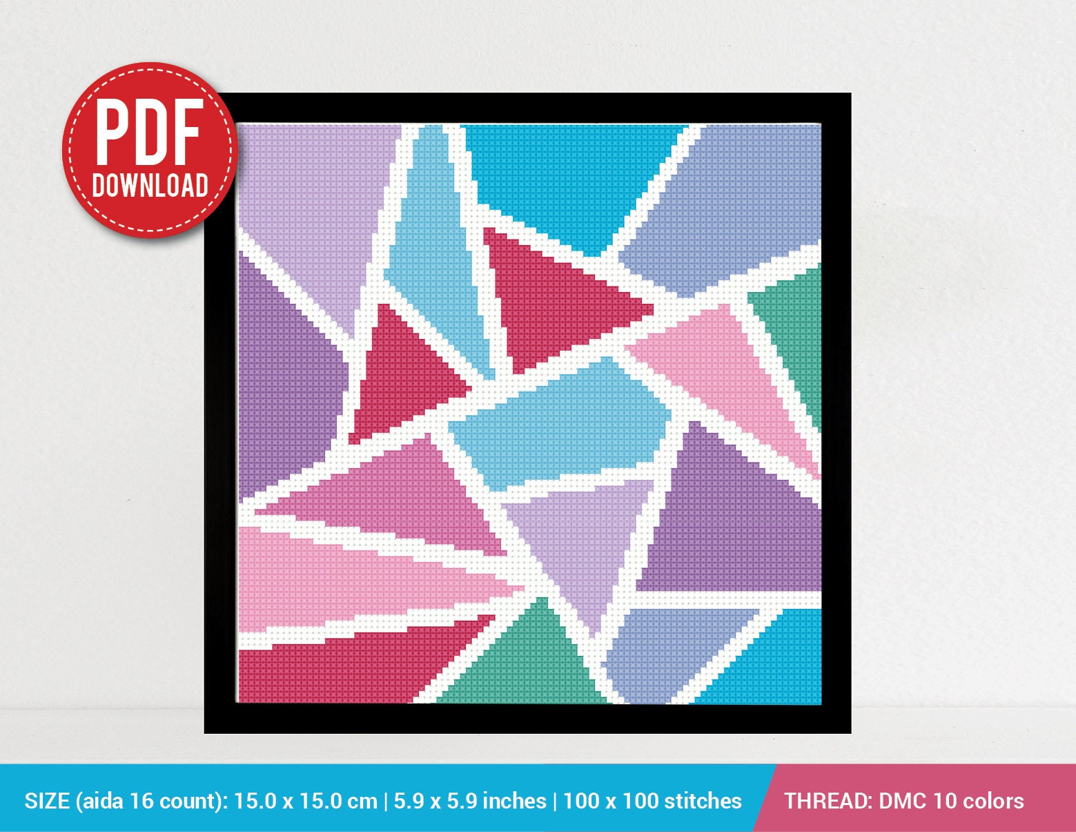 Abstract Triangles Print Cross Stitch Pattern Embroidery | Etsy