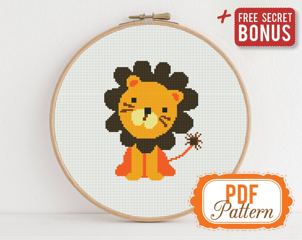 Baby Lion Cross Stitch Pattern Animal Funny Kids Cross Stitch - Etsy