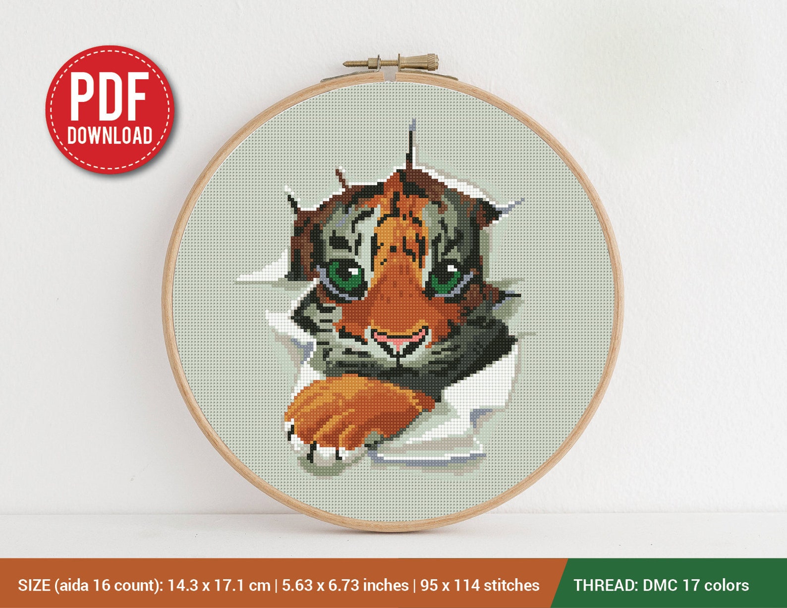 Tiger Cube Cross Stitch Pattern Embroidery Pattern Instant - Etsy