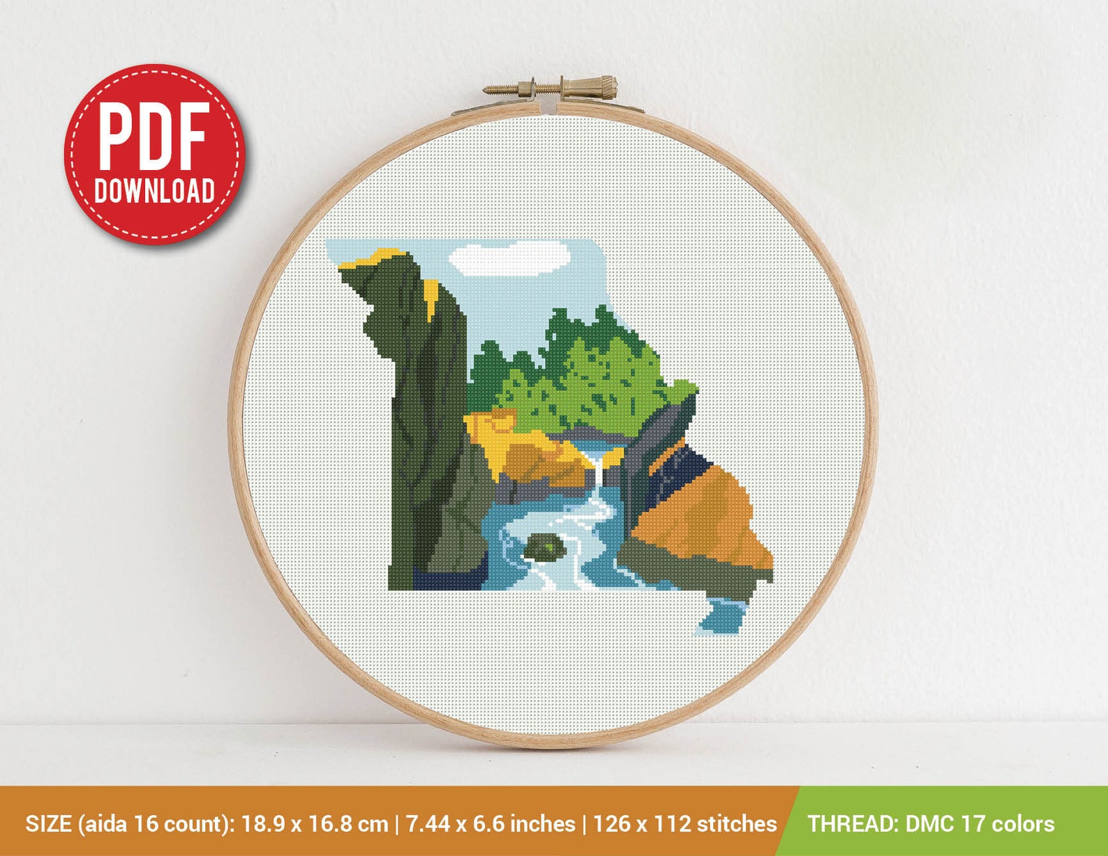 Missouri State Cross Stitch Pattern | Landscape Embroidery Design (PDF ...