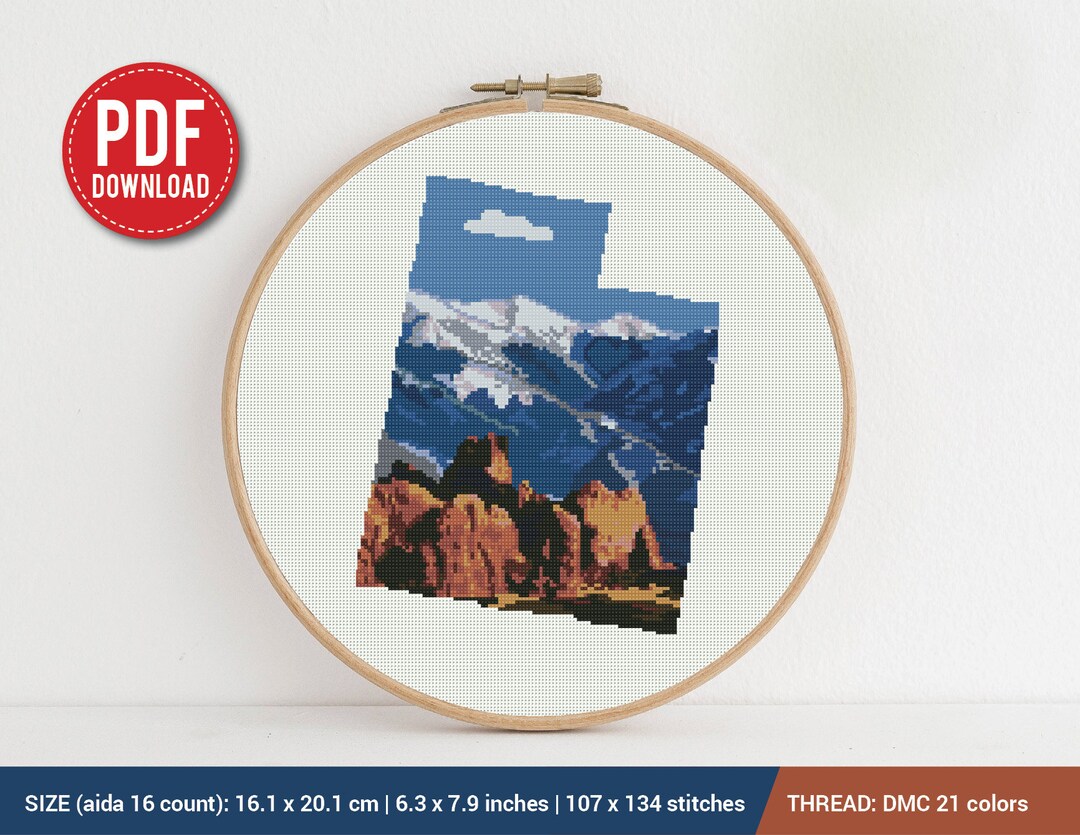 Utah State Silhouette Cross Stitch Pattern | Embroidery Pattern ...