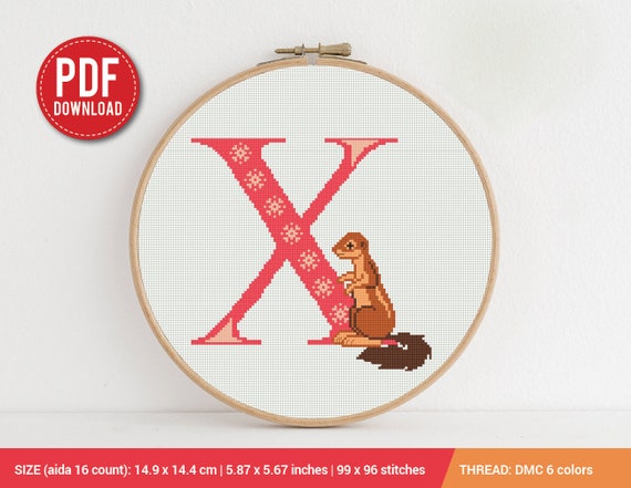 Letter X Xerus ABC Cross Stitch Pattern Embroidery Pattern | Etsy