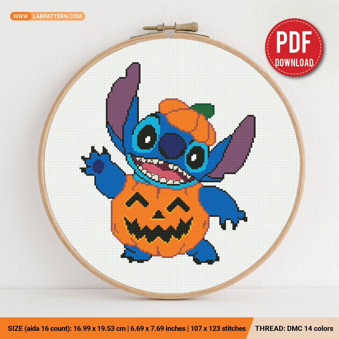 Lilo and Stitch,pumpkin Cross Stitch Pattern Halloween Hawaii Nursery ...