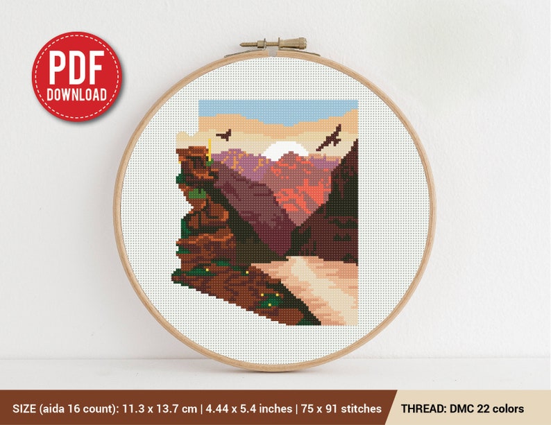 Arizona State Shape Cross Stitch Pattern Embroidery Pattern - Etsy