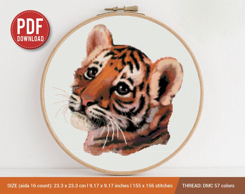 Tiger Baby Cross Stitch Pattern Embroidery Pattern Instant | Etsy