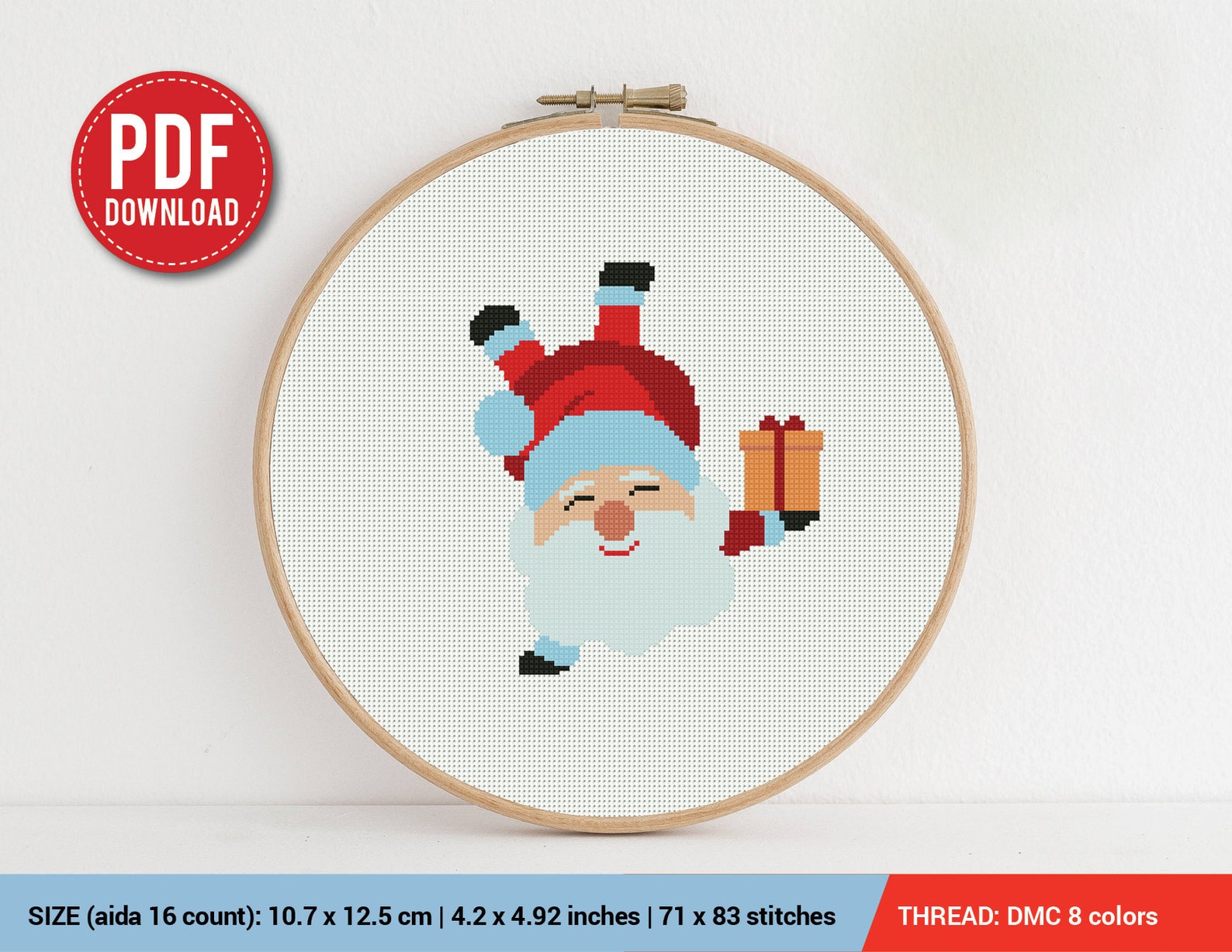 Set 3 Santa Claus Cross Stitch Pattern Embroidery Pattern - Etsy