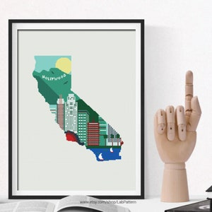 California State Silhouette Cross Stitch Pattern | Embroidery Pattern ...