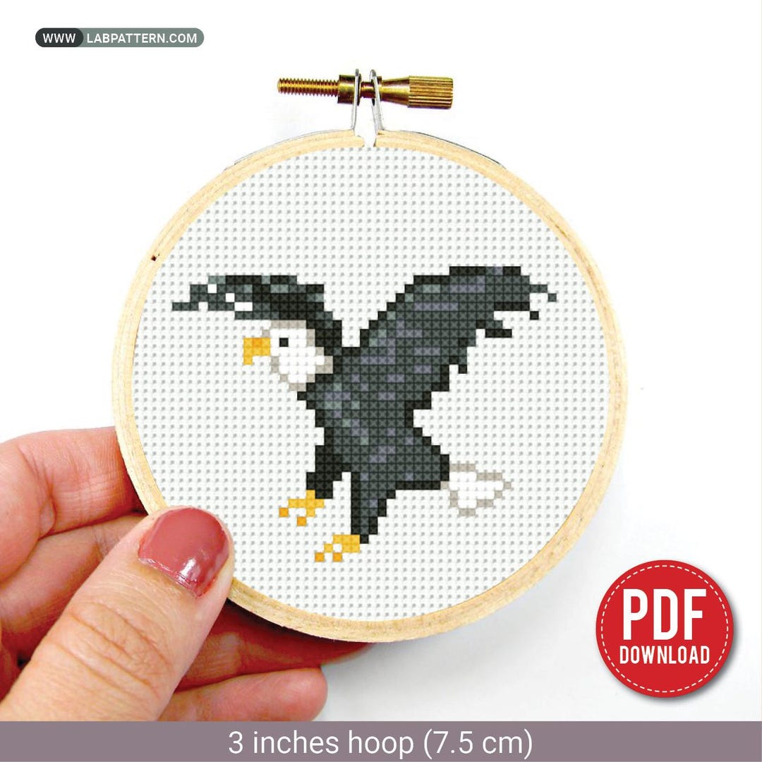 Mini Eagle Bird Cross Stitch Pattern, Contemporary, Abstract, Forest ...