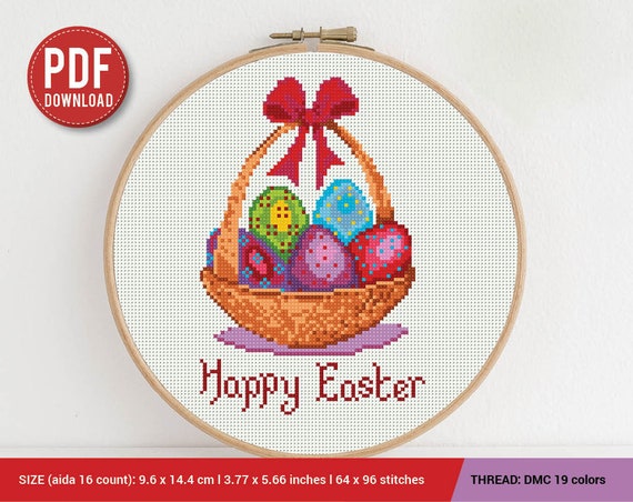 Happy Easter Cross Stitch Pattern Embroidery Pattern | Etsy