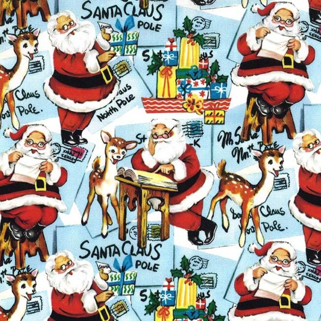 Michael Miller Fabric Holly Jolly Collection, Letters to Santa ...