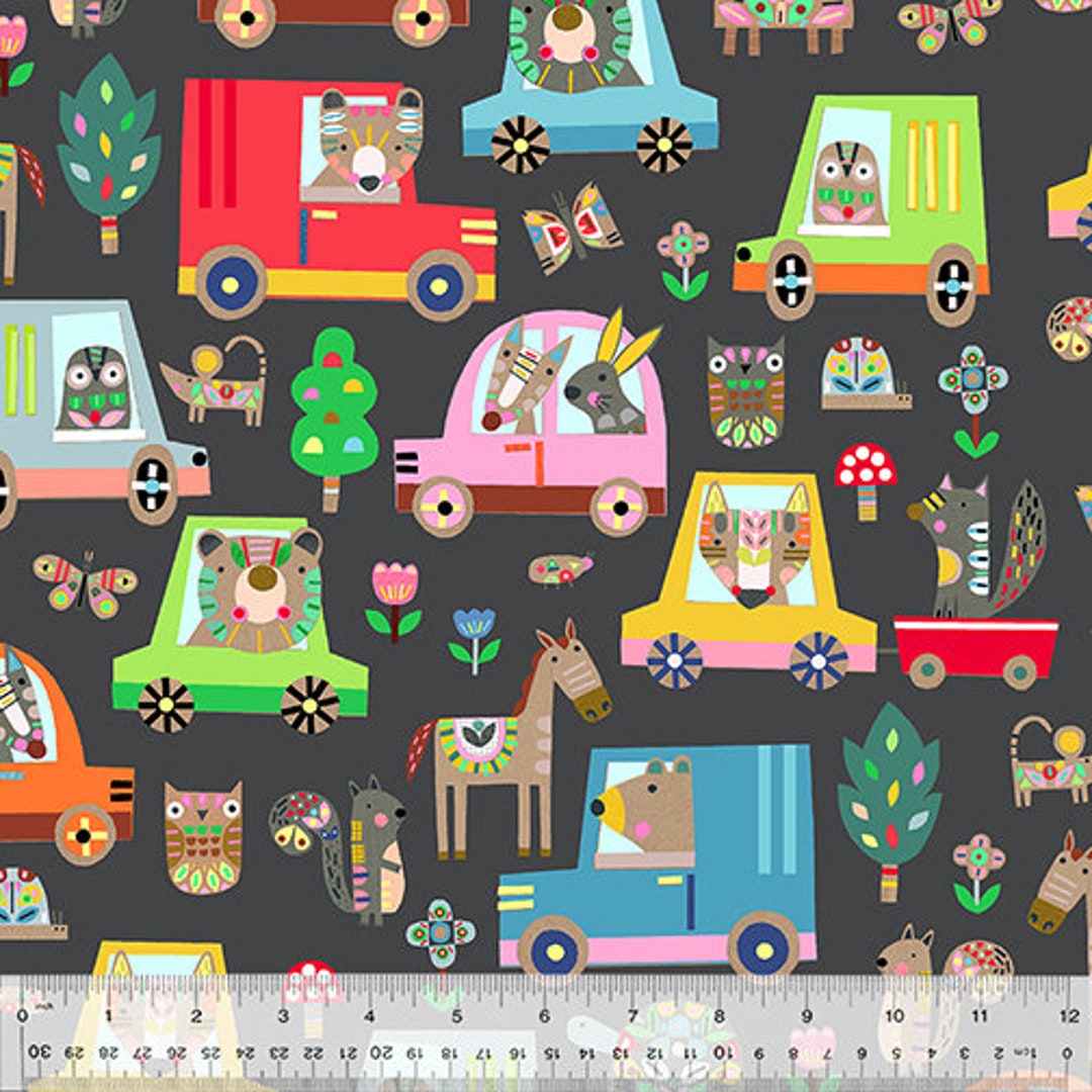 Anthology Fabric Cut and Paste Collection, Out and About (charcoal ...