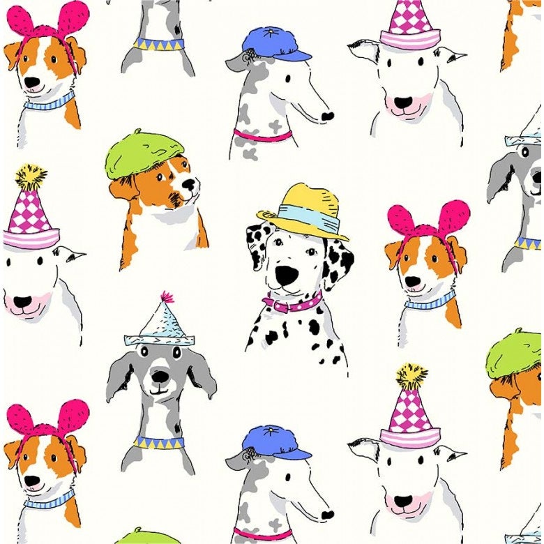 Michael Miller Fabric Dog Show Collection, Party Hat (CX8829-WHIT-D) - Etsy