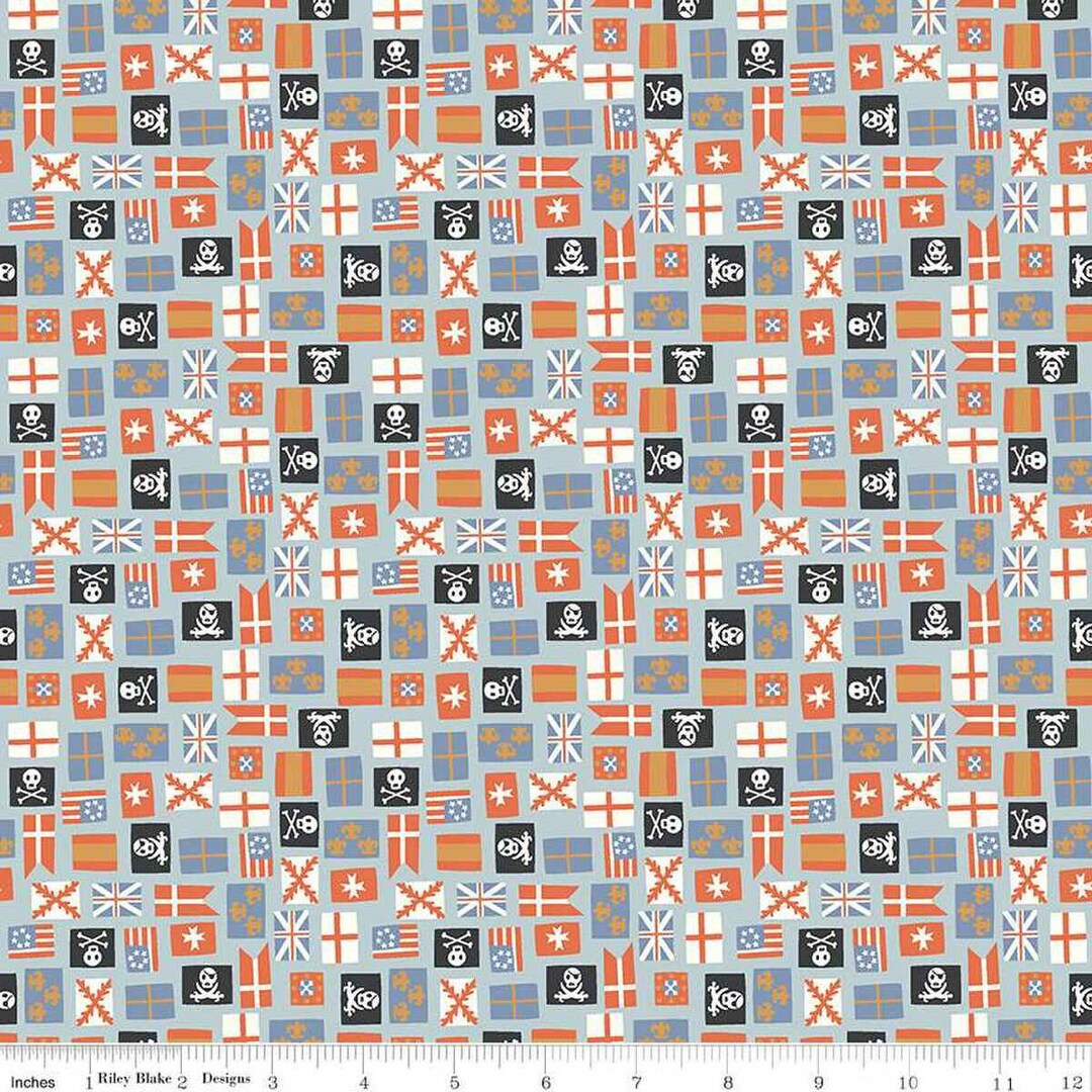 Riley Blake Fabric Hoist the Sails Collection, Flags (mist) (C12986) - Etsy