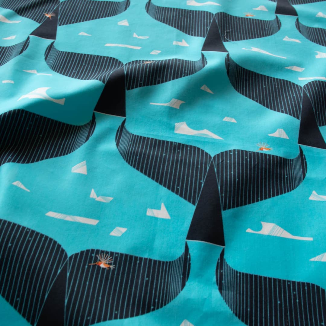 Birch Fabric Charley Harper Glacier Bay Collection, Whale of a Tail (CH ...