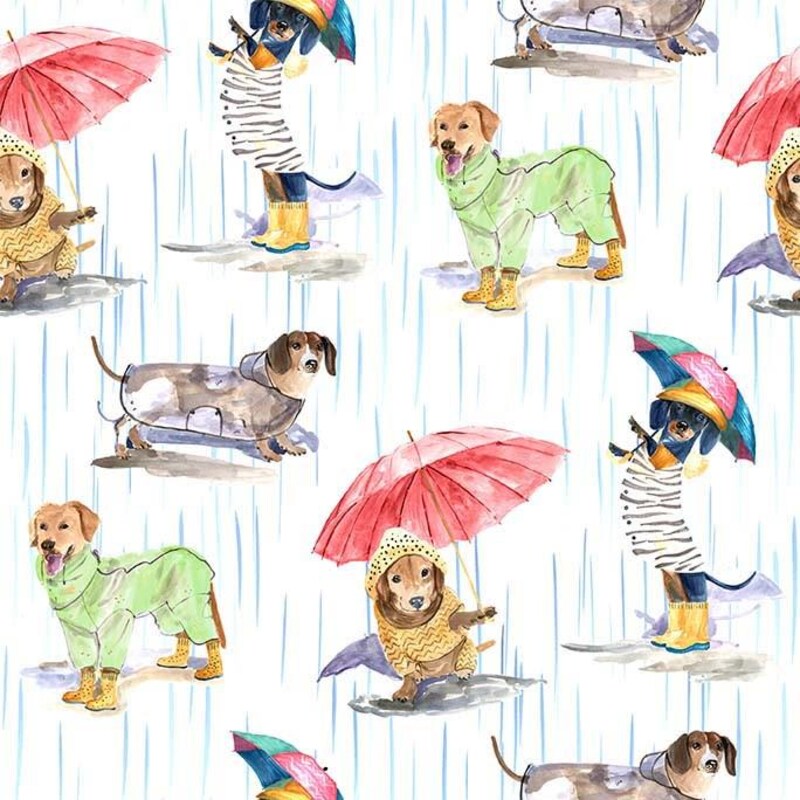 Dogs in the Rain Fabric - Etsy
