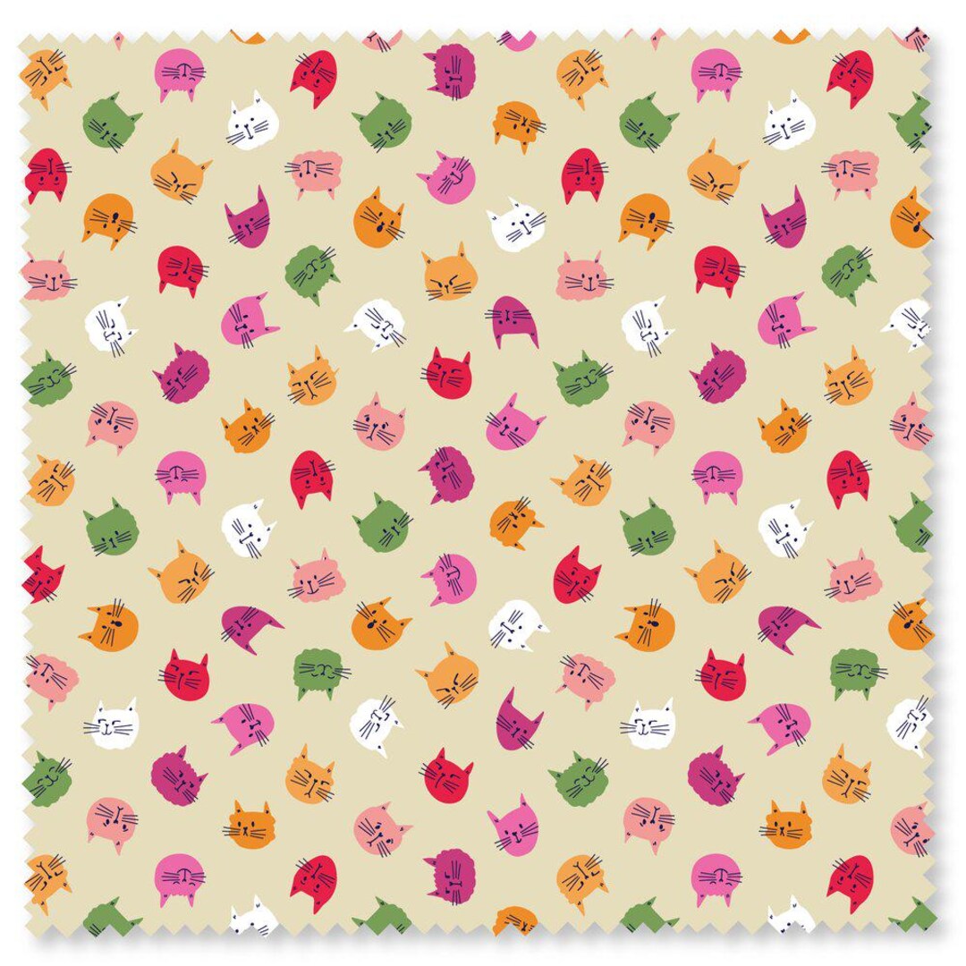 Felicity Fabric Cats and Flowers Collection, Funny Cat Faces (610333 ...