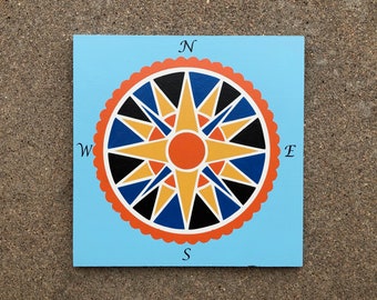 Compass Barn Quilt 1'x1' Bright Colors | Etsy