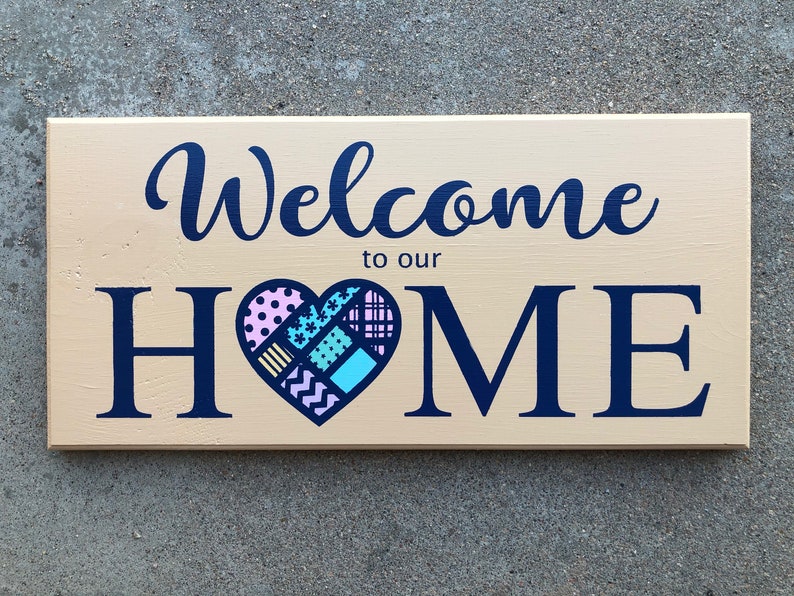 Welcome to Our Home Wall Sign Blue Lettering 12 x 24 - Etsy.de